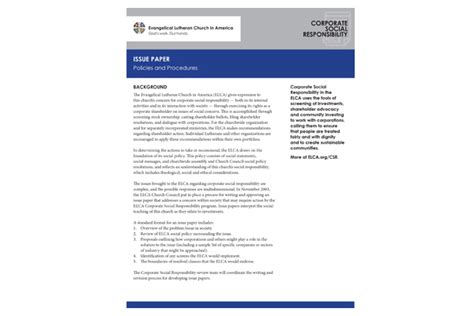 Issue Paper ELCA Resources