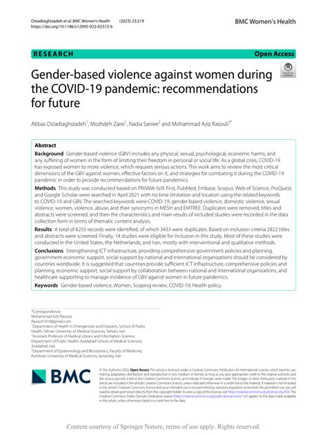 Pdf Gender Based Violence Against Women During The Covid 19 Pandemic