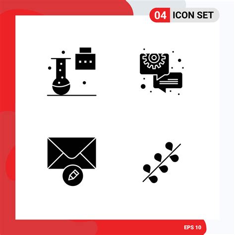 Modern Set Of 4 Solid Glyphs And Symbols Such As Expansion And Innovation Mail Science Folder
