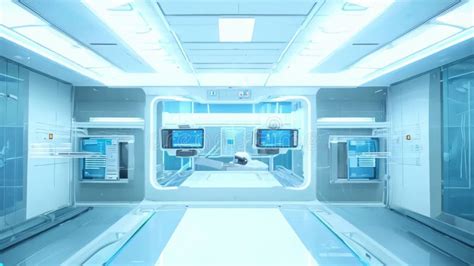 Futuristic Hospital Room With Advanced Medical Equipment And Robotics