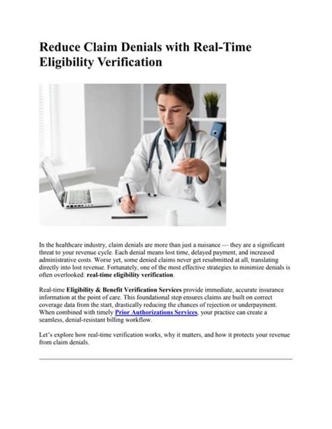 Reduce Claim Denials With Real Time Eligibility Verification Pdf