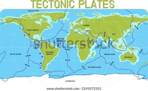 Map Tectonic Plates Boundaries Illustration Stock Vector Royalty Free Shutterstock