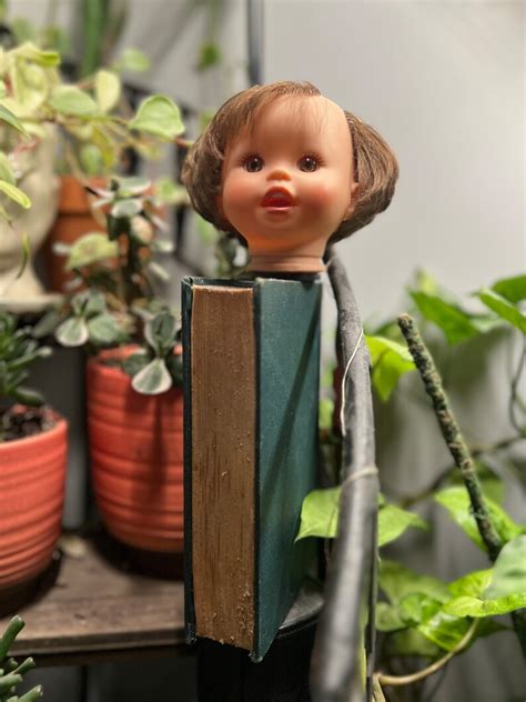 Creepy Doll Head Planter With Vintage Book Etsy