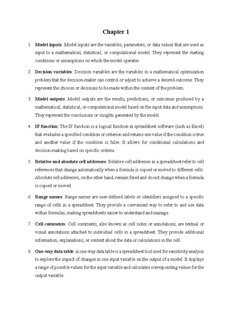 big data assignment chapter 1 model inputs model inputs are the
