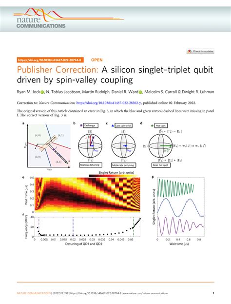 Pdf Publisher Correction A Silicon Singlet Triplet Qubit Driven By Spin Valley Coupling