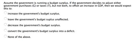 Solved Assume The Government Is Running A Budget Surplus If