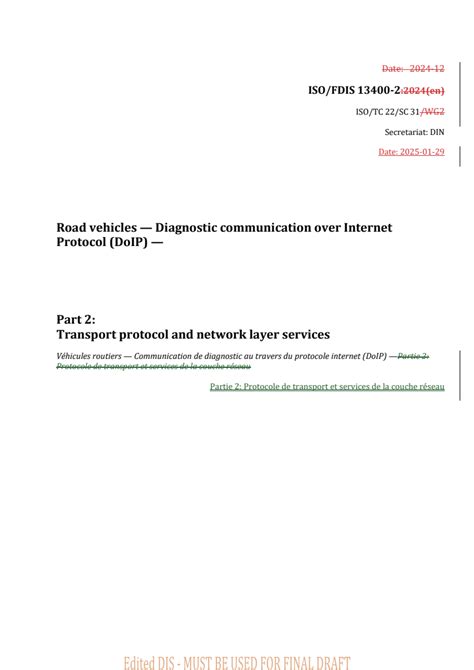 Iso 13400 2 Road Vehicles — Diagnostic Communication Over Internet Protocol Doip — Part 2