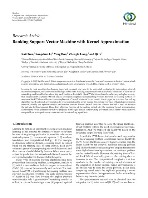 Pdf Ranking Support Vector Machine With Kernel Approximation