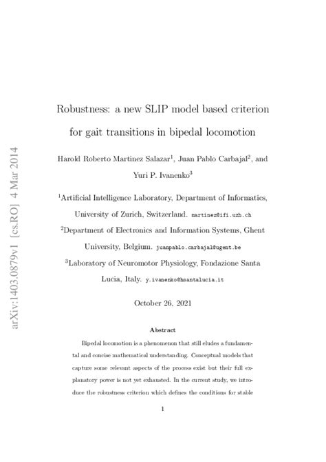 Pdf Robustness In Bipedal Gait Transitions