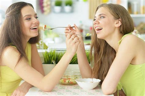 Young Girls In The Kitchen Stock Image Image Of European 116021873