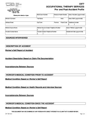 Fillable Online Wcb Ab Pre And Post Accident Profile Report C977