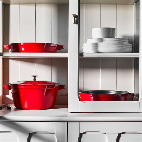 Staub Cherry Red 4 Piece Stackable Cookware Set Reviews Crate And Barrel