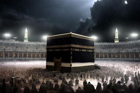Premium Ai Image Makkah Kaaba Hajj Muslims