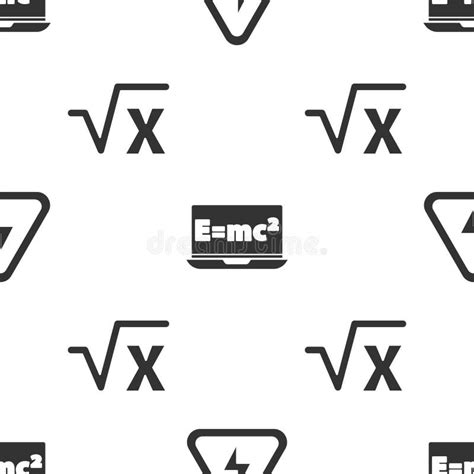 Set High Voltage Equation Solution And Square Root Of X Glyph On Seamless Pattern Vector Stock