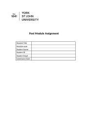 Solution Docx Post Module Assignment Module Title Module Code Student Name Student ID Student