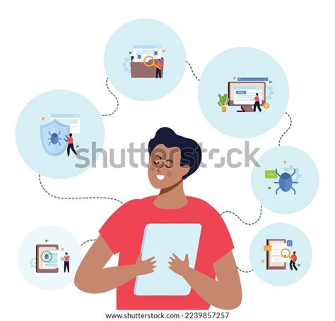 Qa Engineer Concept Software Programming Symbols Stock Vector Royalty Free