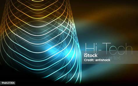 육각형 빛나는 기하학적 도형 디지털 테크노 추상 배경 개요 3차원 형태에 대한 스톡 벡터 아트 및 기타 이미지 3차원 형태 개념 고리 세공 Istock