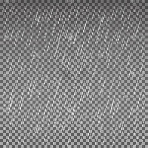 雨在透明背景上分离。矢量纹理。为您设计和商业插画