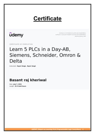 Report On PLC Traning PDF