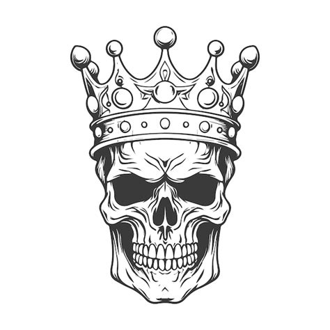 Premium Vector Line Art Of Skull Head Wearing Crown
