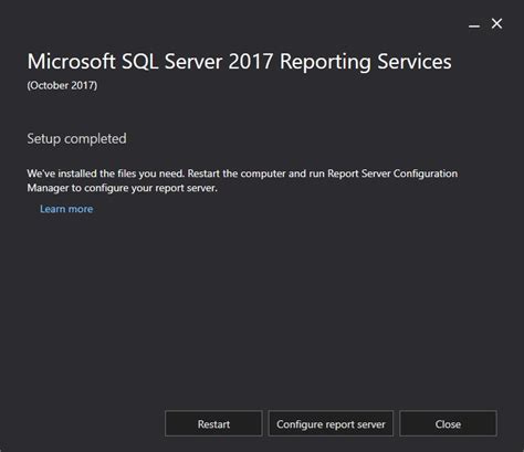 Installing Sql Server 2017 Reporting Services