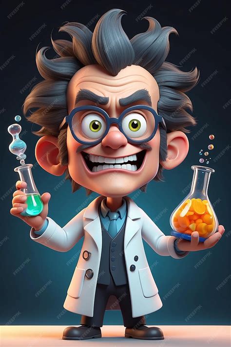 Premium Photo Mad Scientist Cartoon Character 3d Animation