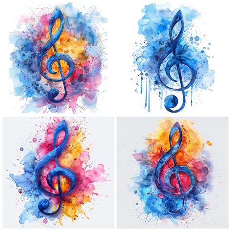 27 Treble Clef Png Clipart Watercolor Treble Clef Musical Symbol