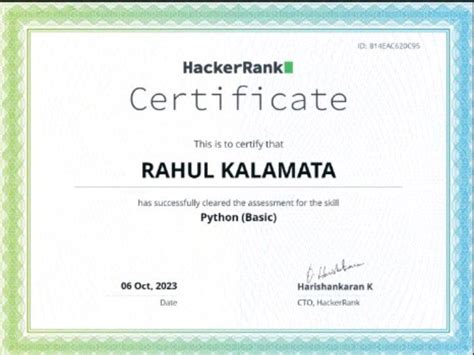 Rahul Kalamata On Linkedin Python Adityaengineeringcollege Hackerrank