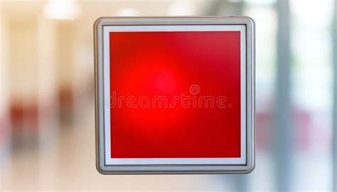 Red Square Light Indicator Glowing In Modern Interior Setting Symbolizing Alertness And