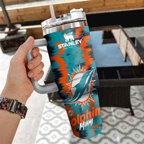 Nfl Miami Dolphins Custom Stanley Quencher 40oz Stainless Steel Tumbler