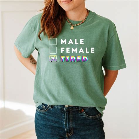 Non Binary Clothing Male Female Tired Non Binary T Shirt Etsy