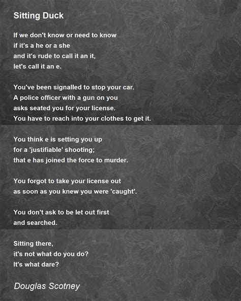 Sitting Duck Sitting Duck Poem By Douglas Scotney