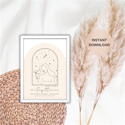 Sagittarius Zodiac Print Printable Digital Copy Instant Download
