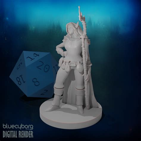 Female Elf Druid Spore Circle 28mm Scale Miniature For Dandd Shapeways