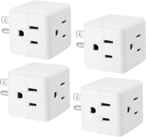 Maxxima 3 Outlet Cube Adapter Wall Plug Grounded Electrical Wall Tap Outlet Splitter Multi