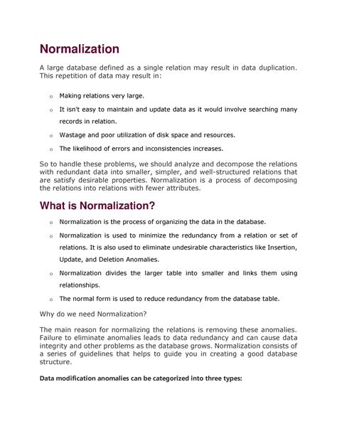 Normal Forms In Dbms Normalization A Large Database Defined As A