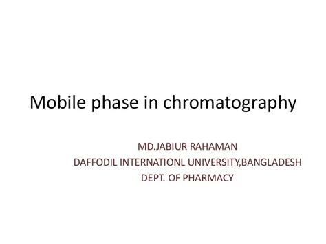 Mobile Phase In Chromatography