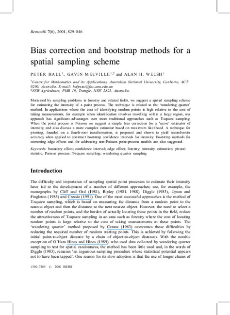 Pdf Bias Correction And Bootstrap Methods For A Spatial Sampling Scheme