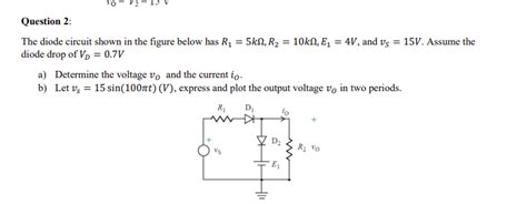 solved question 2 the diode circuit shown in the figure