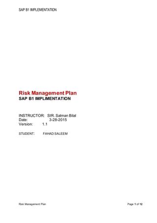 RiskManagementPlanFinal1 3 PDF