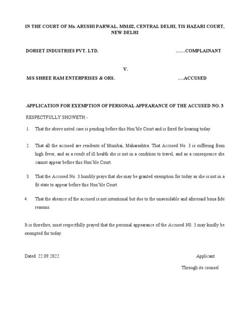 Exemption Accused No 3 Pdf