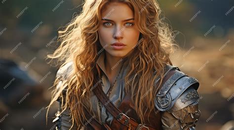 Premium Ai Image Mediaeval Fantasy Female Warrior Knight