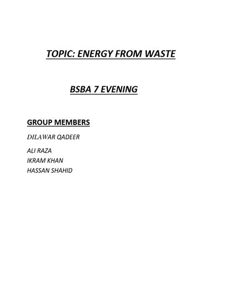 Effective Waste Management Project Final Pdf Waste Management Waste