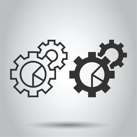 Workflow Chart Icon In Flat Style Gear With Diagram Vector Illustration On White Isolated