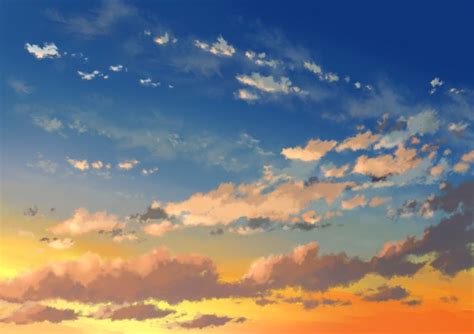夕焼けの描き方 あんよのイラストレーター日記 雲の絵 夕焼け 青空 イラスト