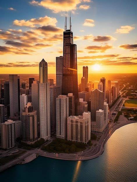 Premium Photo Beautiful Downtown Chicago Skyline Aerial Drone