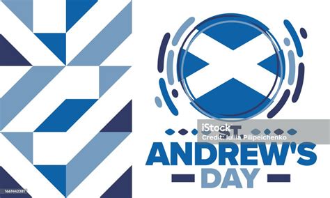스코틀랜드에서 세인트 앤드류의 날 스코틀랜드에서 국가 날 해피 홀리데이 안데르마스는 11월 30일 매년 축하합니다 스코틀랜드 국기 애국적 요소 포스터 카드 배너 및 배경