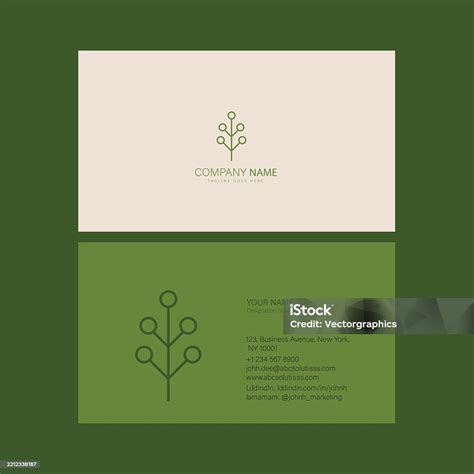 초록색의 미니멀한 디자인과 자연에서 영감을 받은 로고가 있는 기업 명함 지속 가능한 비즈니스에 대한 스톡 벡터 아트 및 기타 이미지 지속 가능한 비즈니스 It 전문가