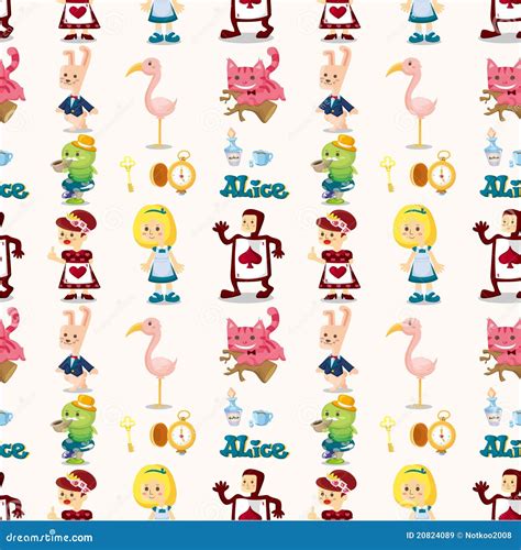 Seamless Alice In Wonderland Pattern Stock Vector Illustration 20824089