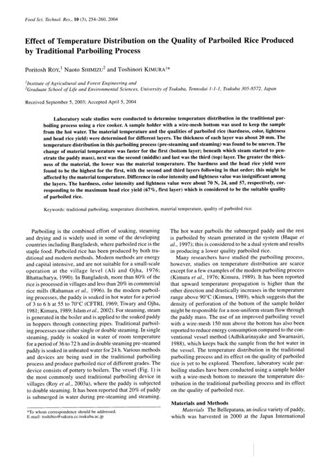 Pdf Effect Of Temperature Distribution On The Quality Of Parboiled Rice Produced By